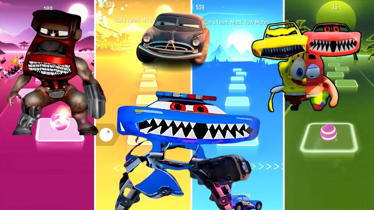 Car monster head vs Giant disney policeman mutant vs Doc hudson vs ...