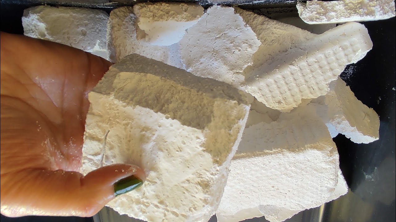 Crushing a few blocks of chalk - YouTube