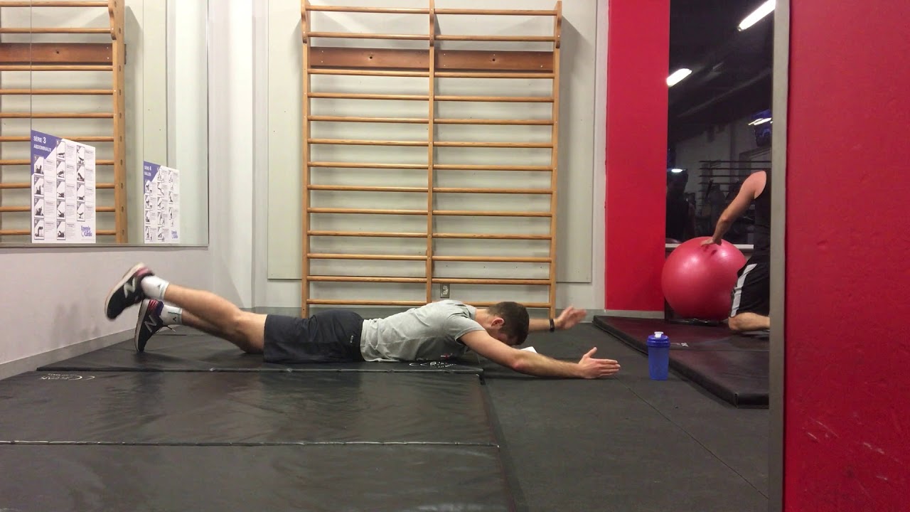 Alternate lombar extension (opposite arm/leg) - YouTube