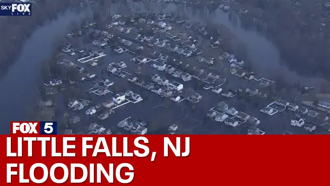 Little Falls, NJ flooding: SkyFOX over the area - YouTube