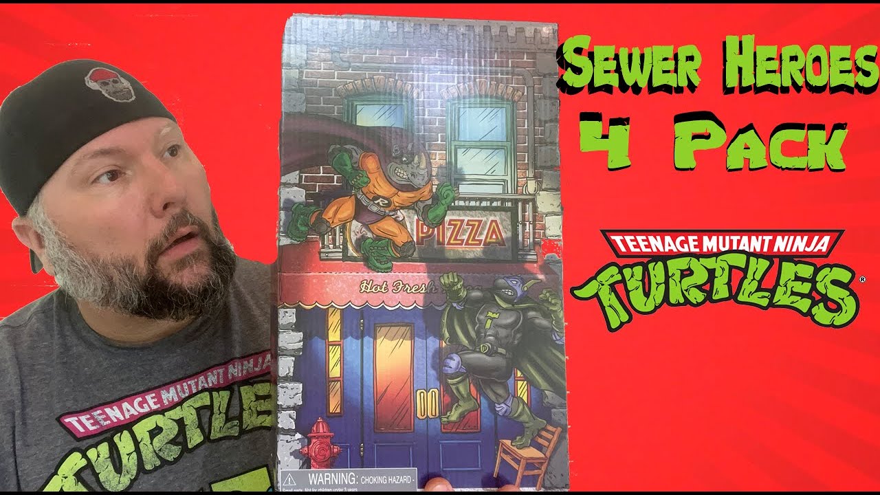 Teenage Mutant Ninja Turtles Sewer Heroes 4 Pack From Playmates! - YouTube