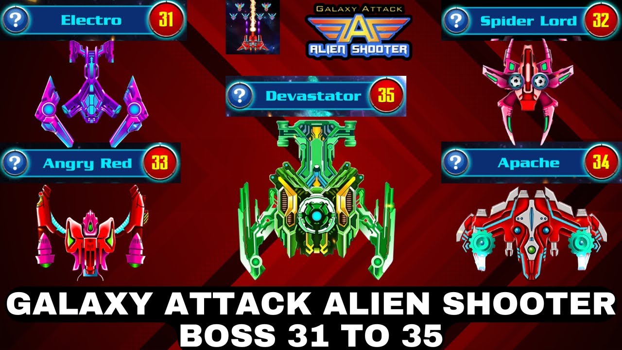 Galaxy Attack Alien Shooter | Boss Mode Level 31 To 35 | All Bosses ...