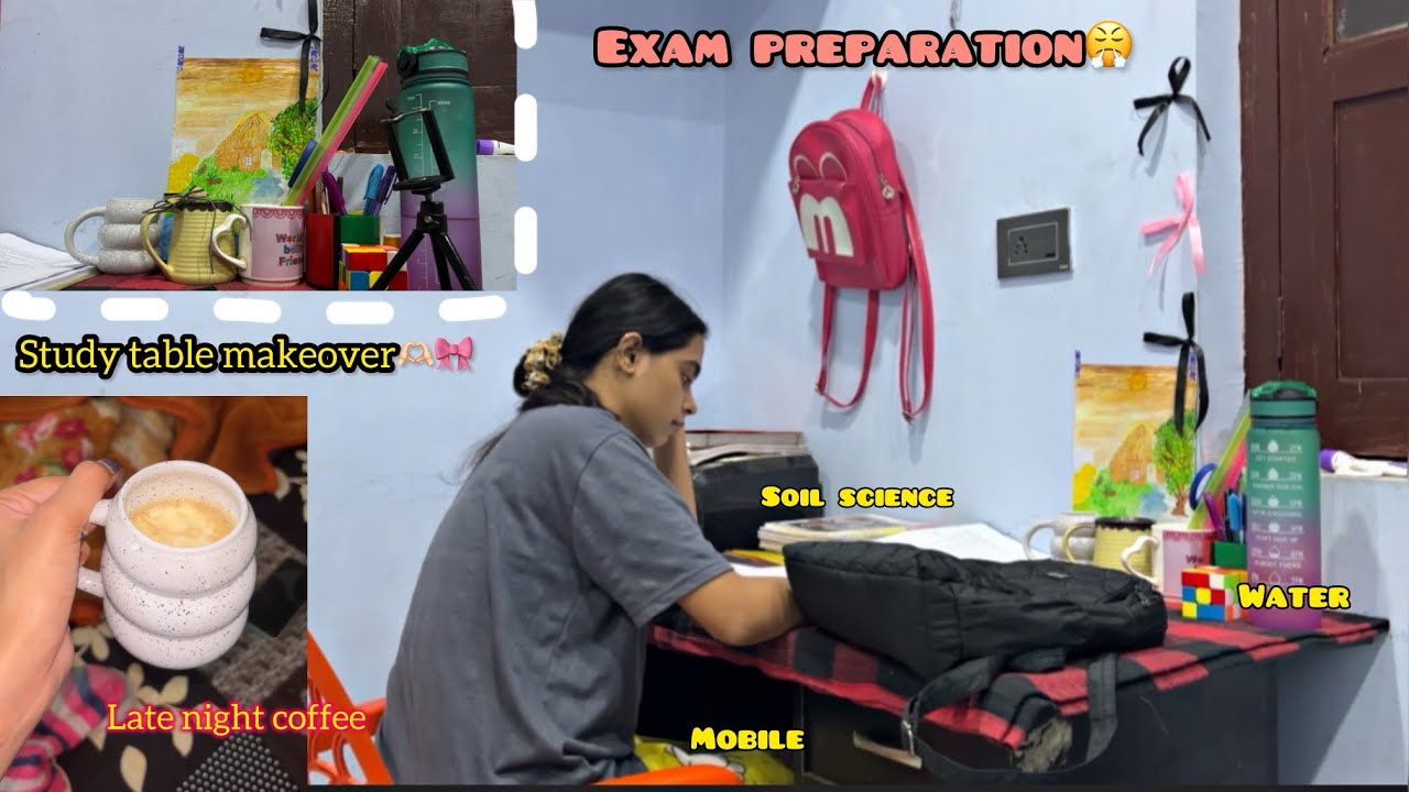 Late night Exam Prep.😱😤||Study table decorations😍🎀 ️|| Part:-1 ...