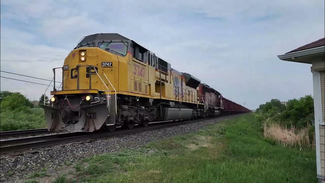 BIG MAC - Ex-UP SD90MAC & CP SD40-2 on Westbound Ballast Train (6/4/23) - YouTube