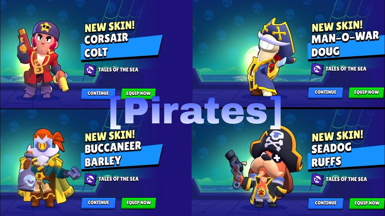 Unlocking | All PIRATES Skins & Skin Pins & Pins | Brawl Stars - YouTube