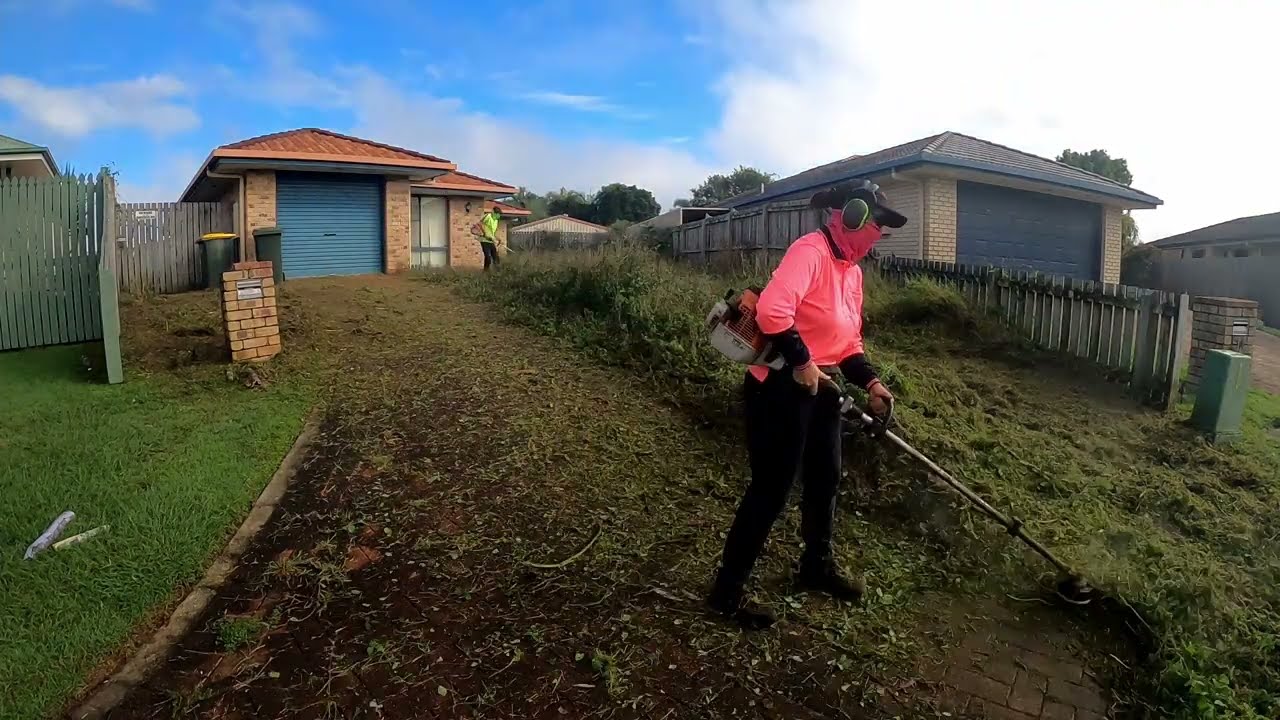 Overgrown Neglected Property gets a clean up NOT FREE - YouTube