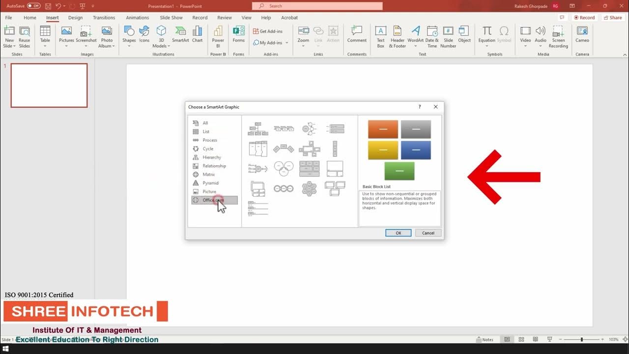 Excel Insert smart art graphic in slide #shree_infotech #mscit - YouTube