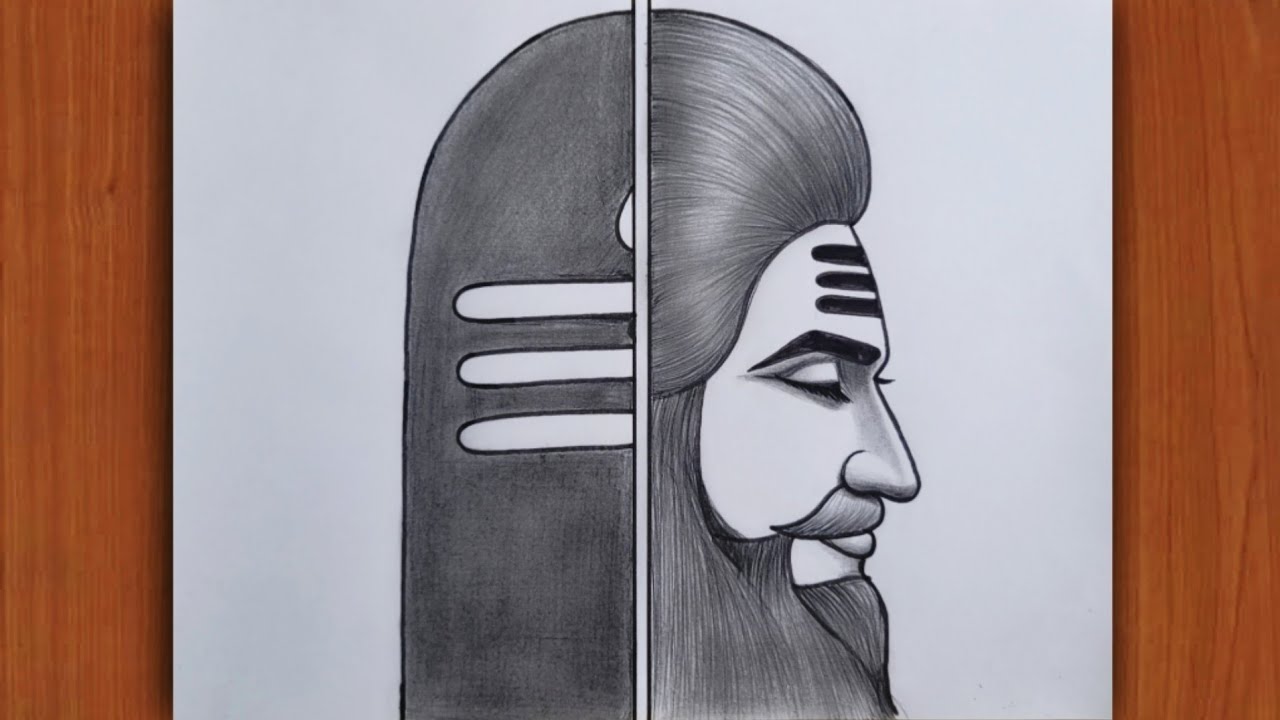 How to draw Shiva ling And lord Shiva half Face |Lord Shiva drawing ...