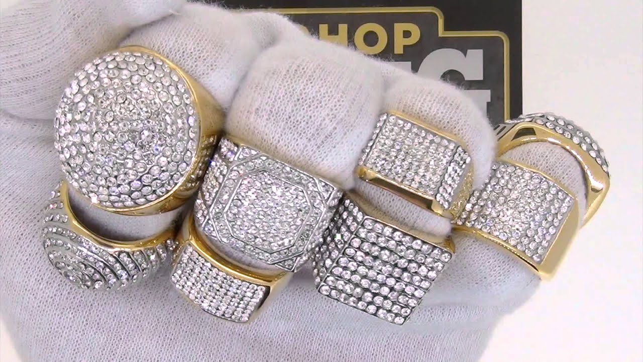 HipHopBling.com | IP Gold Stainless Steel Bling Bling Rings - YouTube