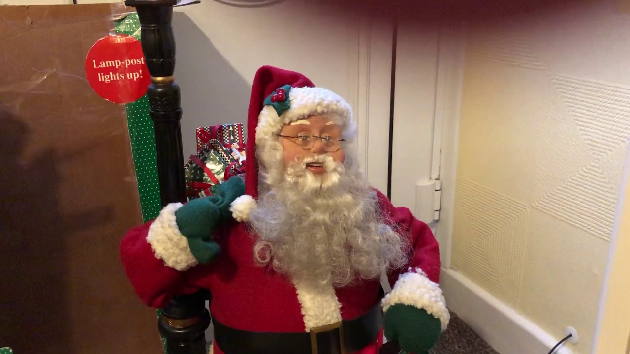 Vintage Animated Santa Lamp post scene - YouTube