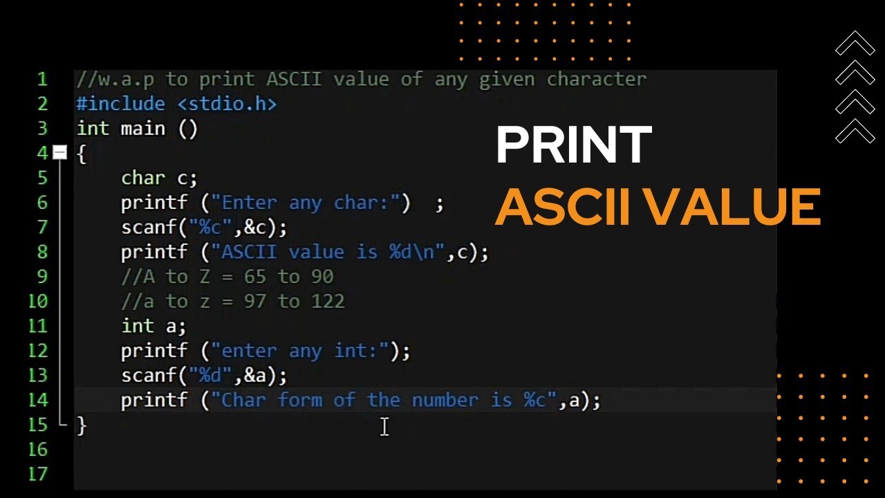 Find ASCII value of any CHARACTER in C (explicit type conversion).... C tutorials - YouTube