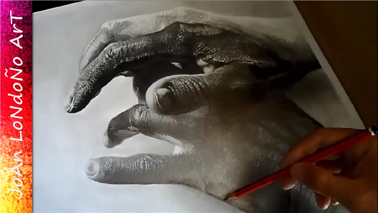 Graphite drawing - Realistic panited hands 2. Complete - YouTube