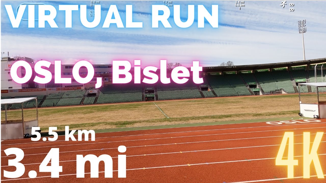 TRACK RUN in OSLO Bislet Stadium| 3.5mi (5.4km) | Treadmill Virtual RUN ...