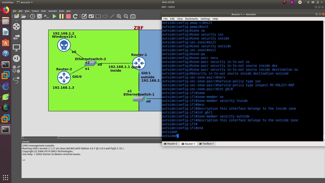 5.4 Implement zone-based firewall on Cisco IOS Router - YouTube