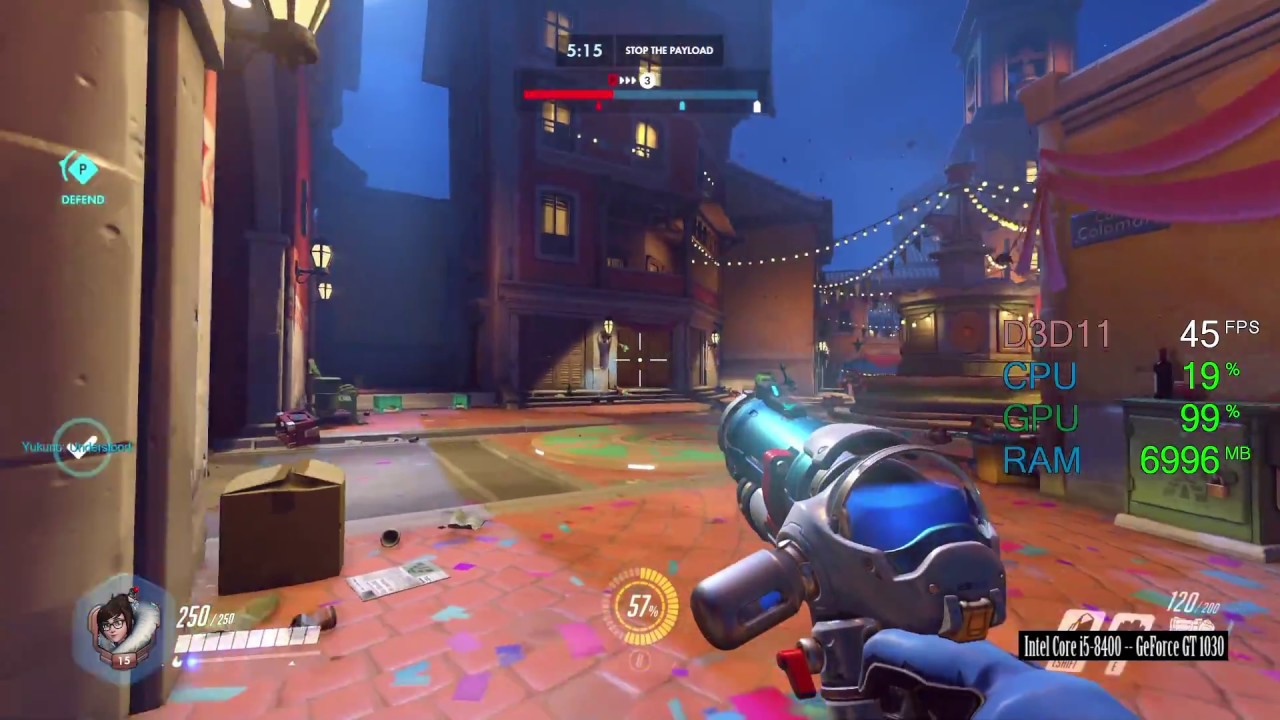 GeForce GT 1030 -- Intel Core i5 8400 -- Overwatch FPS Test - YouTube