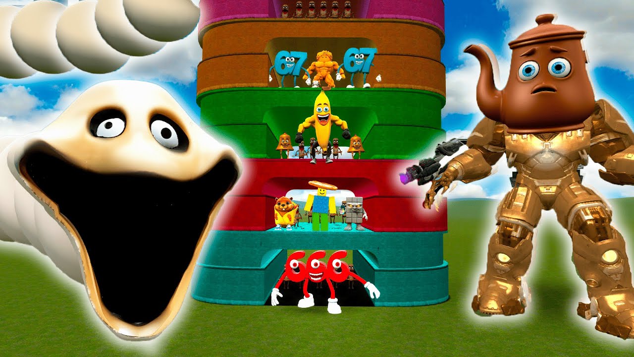 HUNGRY WORM ROBLOX VS GIANT TOWER OF ALL NEWEST Italian AI BRAINROT ...