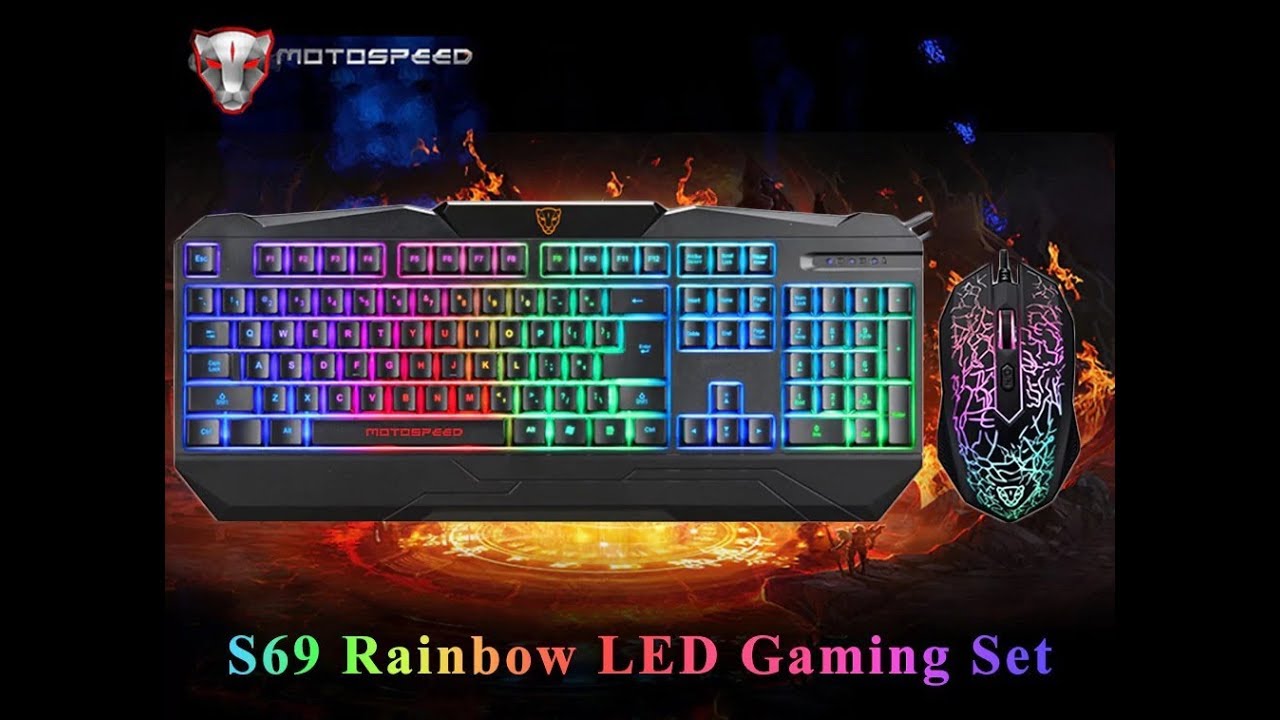 test Motospeed S69 Colorful Backlit Gaming Keyboard and Mouse - YouTube