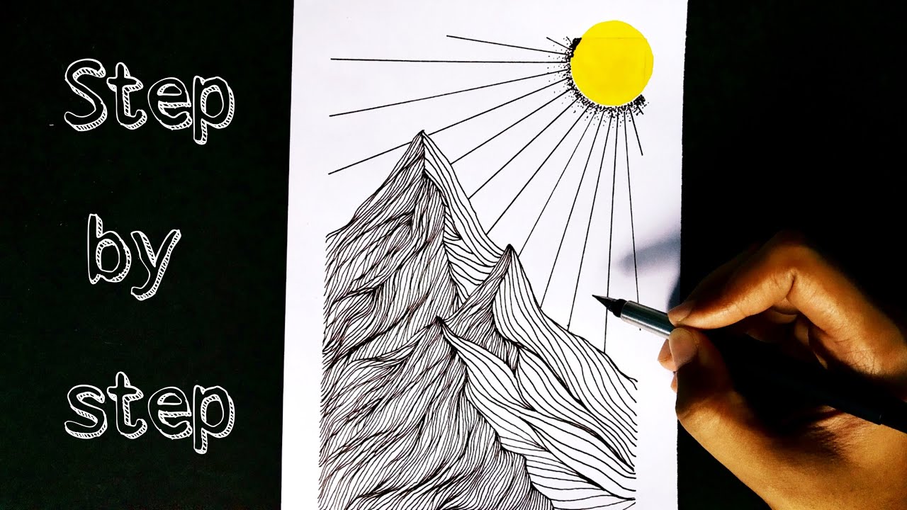 Mountain Zentangle | Line Drawing Timelapse | Step by Step | Drawing ...