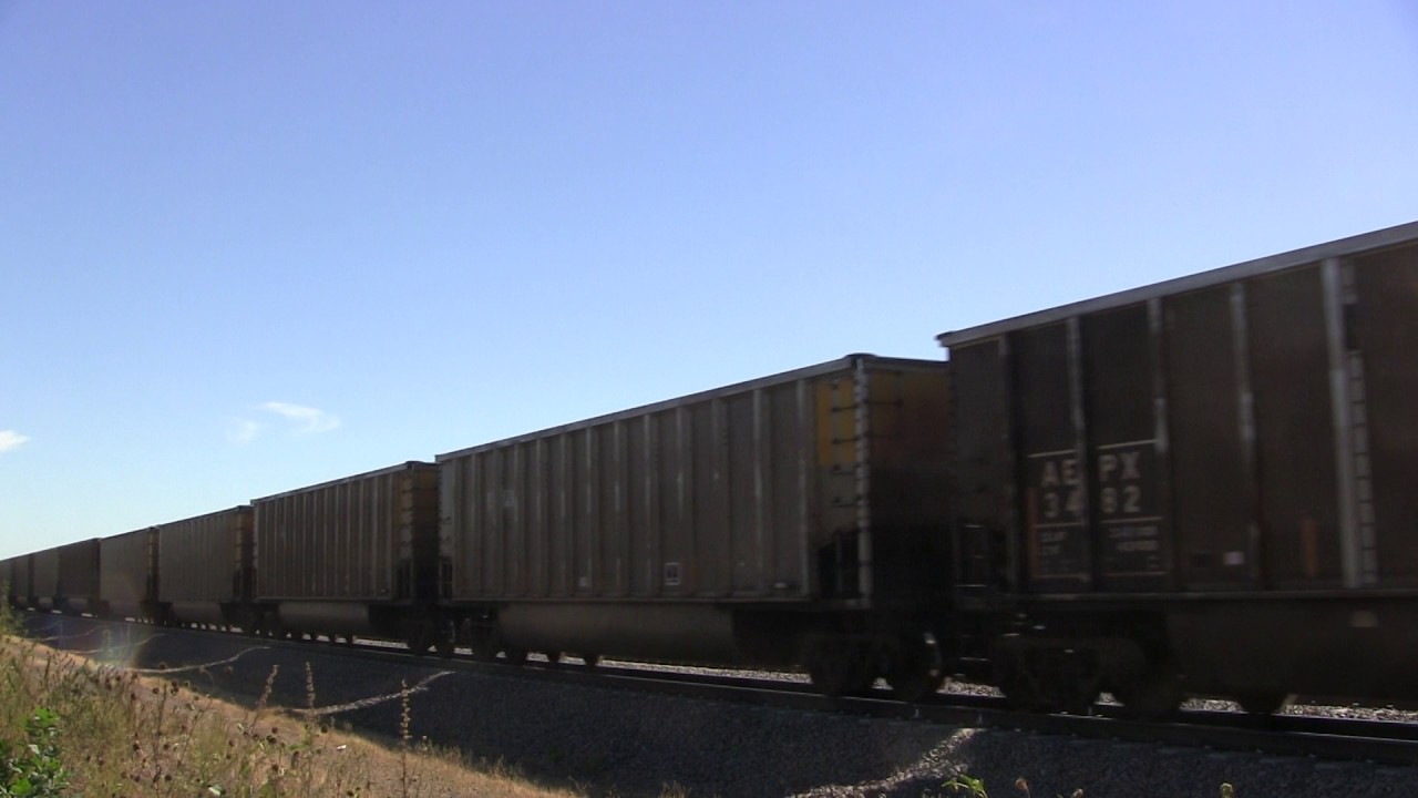 westbound AEPX coal train on the UP Overland Route 09/20/2015 - YouTube