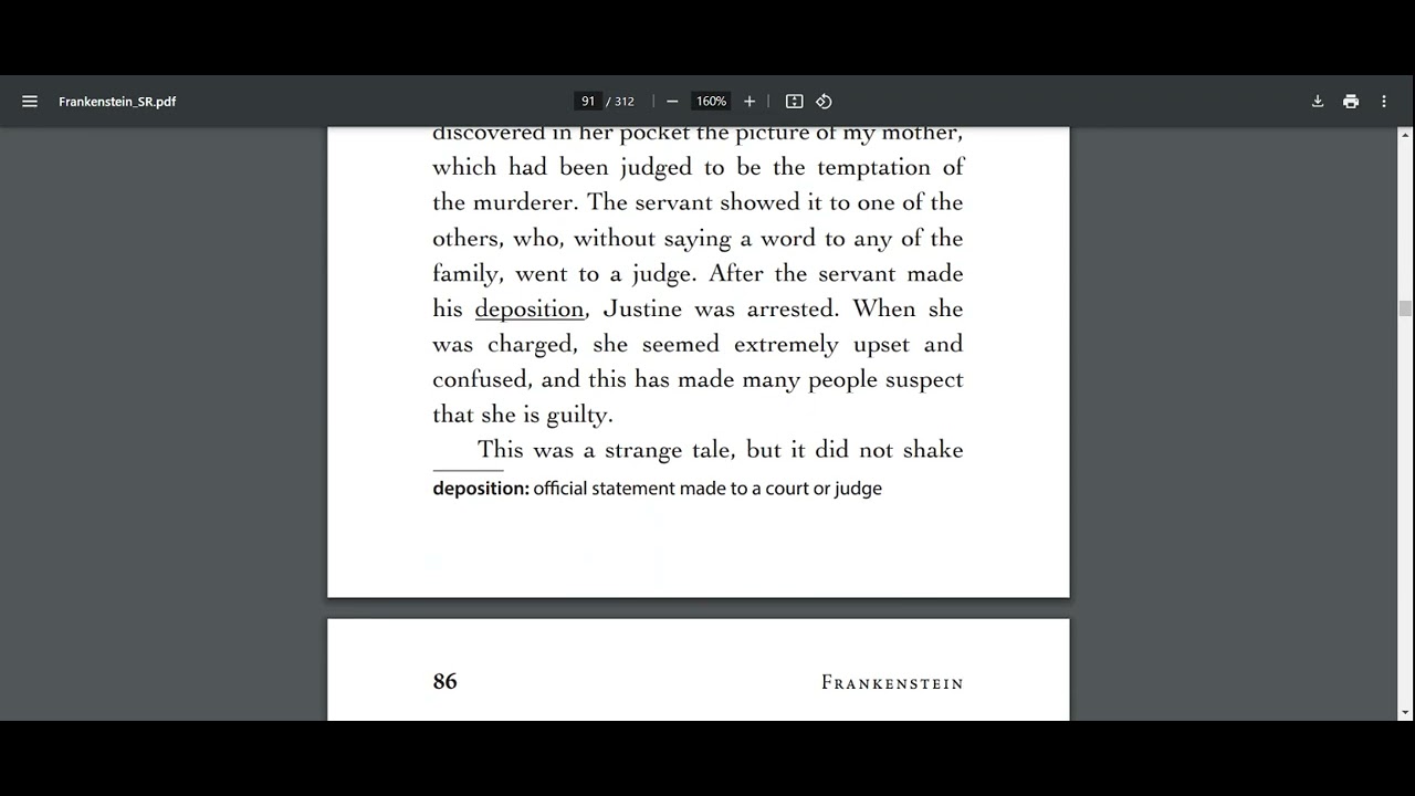 Frankenstein Chapters 7 & 8 part one - YouTube