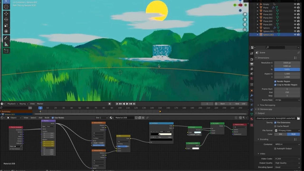 NPR style Waterfall animation, BLENDER 2.9 - YouTube