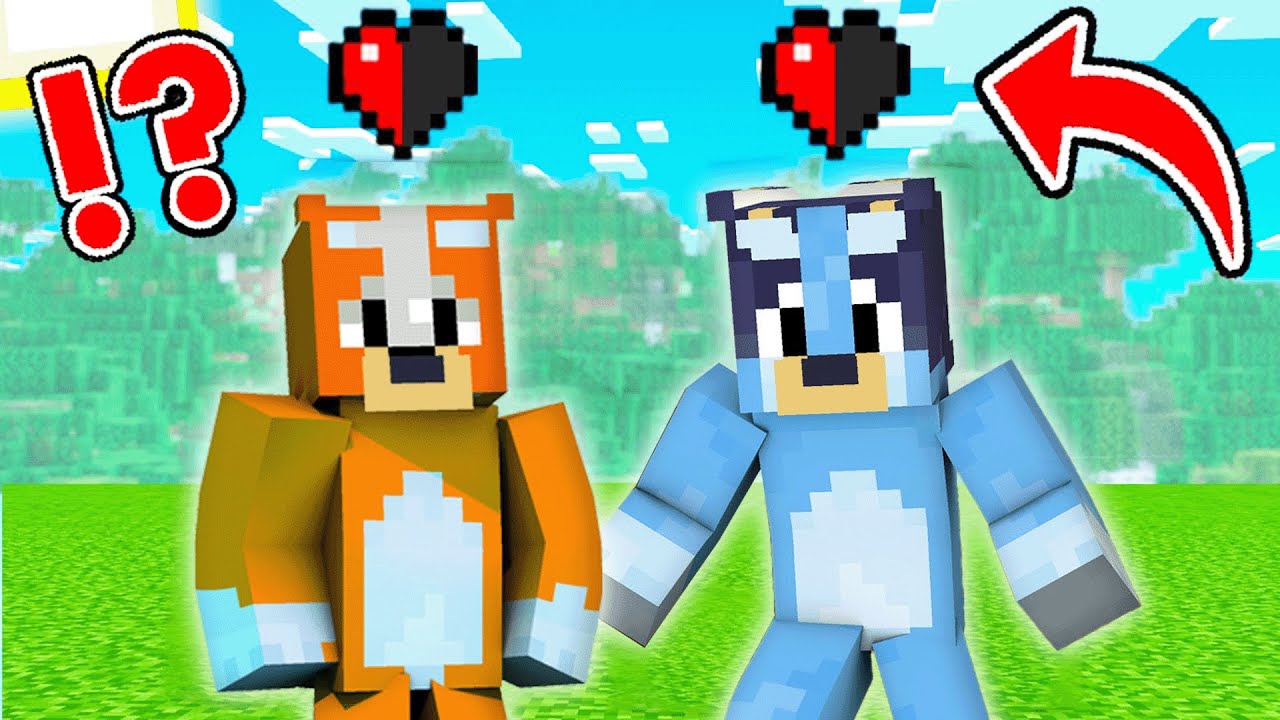 Bluey and Bingo Plays Minecraft, But Only 1 Heart - YouTube