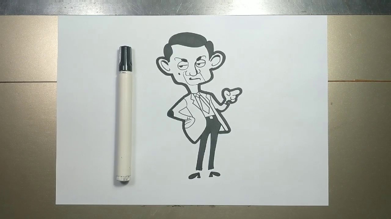 How to draw Mr. Bean Cartoon in 5 minutes - YouTube