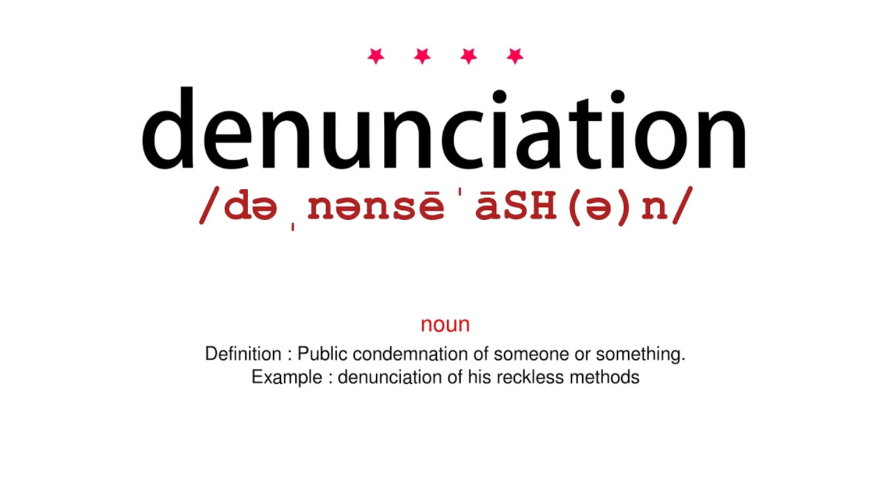 How to pronounce denunciation - Vocab Today - YouTube