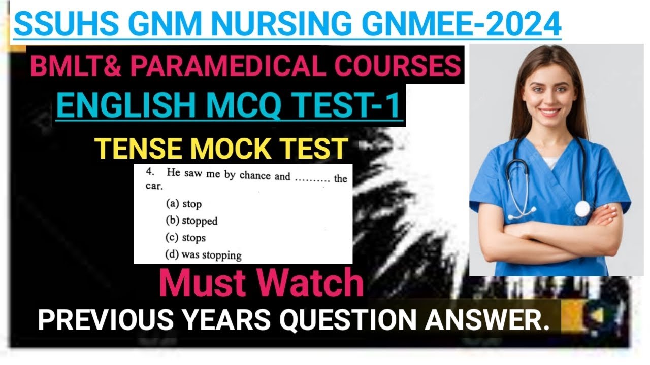 SSUHS GNM NURSING & BMLT PARAMEDICAL COURSES 2024||ENGLISH GRAMMAR MCQ ...