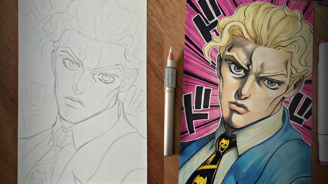 Drawing Kira Yoshikage from Jojo's Bizarre Adventure | Step-by-Step ...