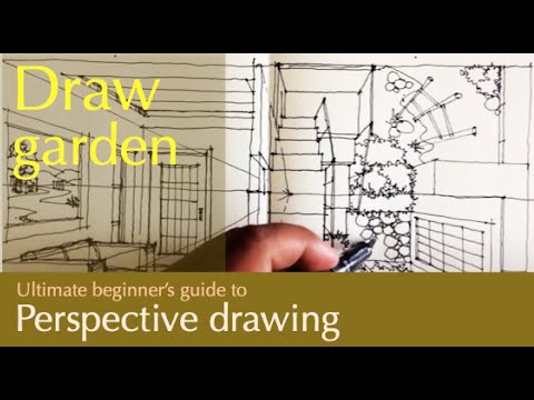 Draw A garden 35: Plan view of a room and exterior space in one point ...