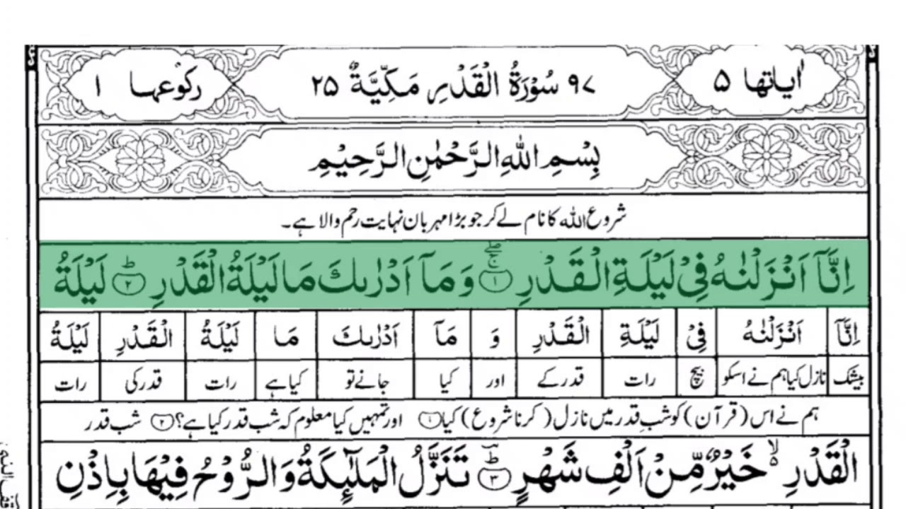 Surah Al Qadr 97 Surah Al Qadr urdu Translation and Meanings Mishary