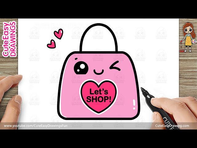 How to Draw a Cute Shopping Bag | Simple & Easy Drawing for Kids and ...