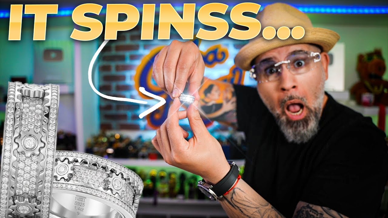 Silver and Moissanite Ring That SPINS? | Icegiant Cog Wheel - YouTube