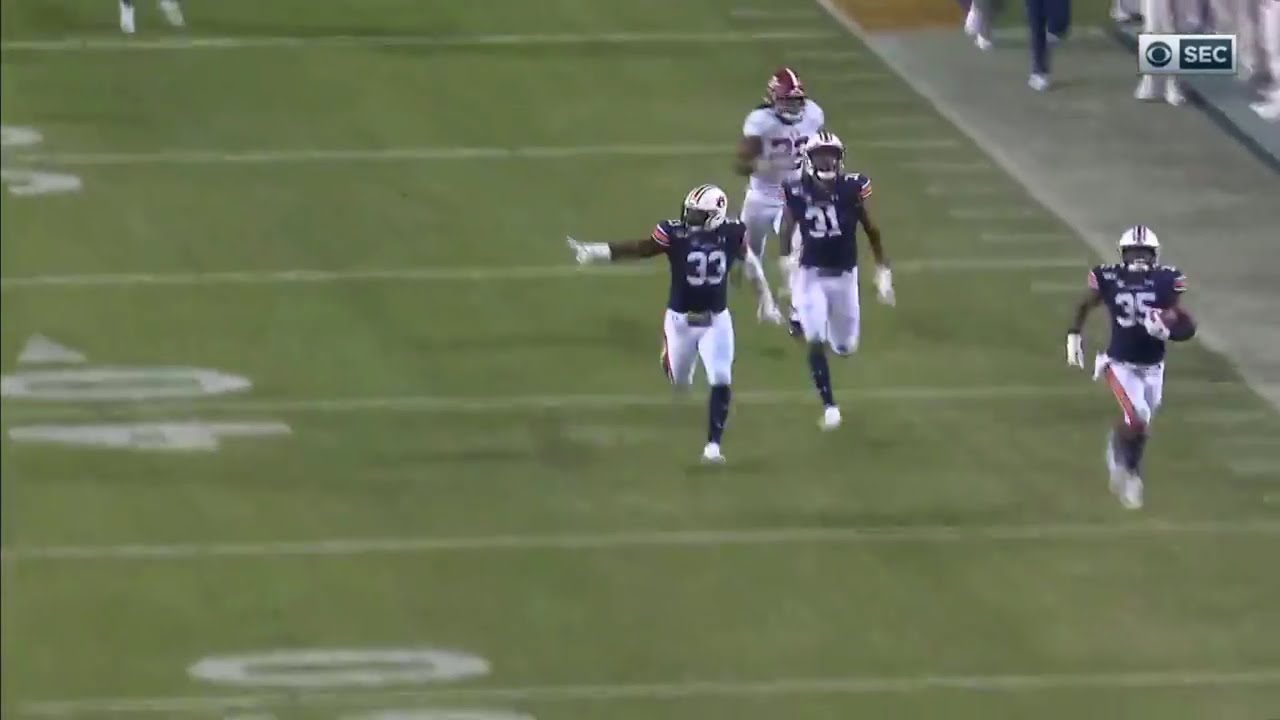 Auburn 100 Yard Pick Six Vs. Alabama - YouTube