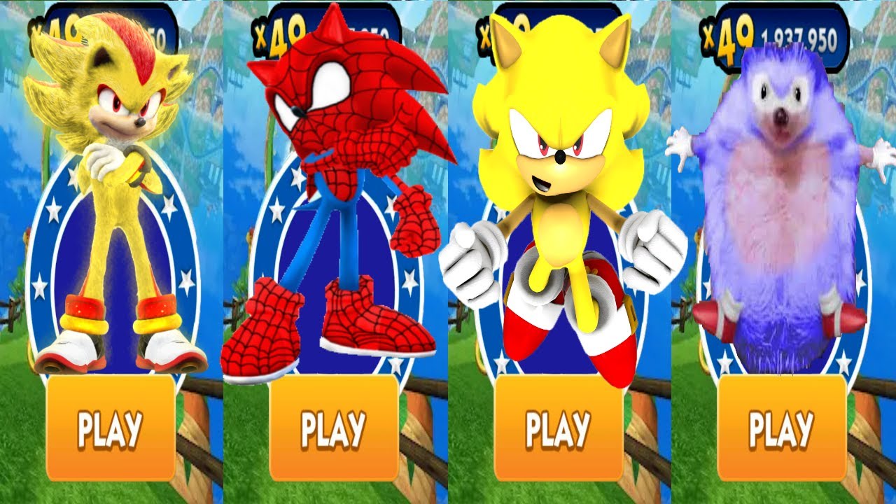 Sonic Dash Super Shadow and Super Sonic vs Spiderhog Run vs Real Sonic ...