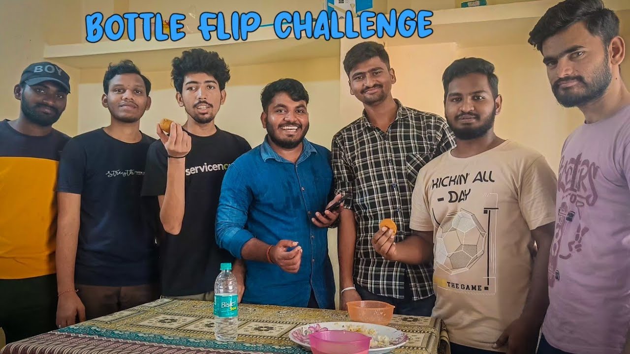 Water bottle flipping challenge with friends - YouTube