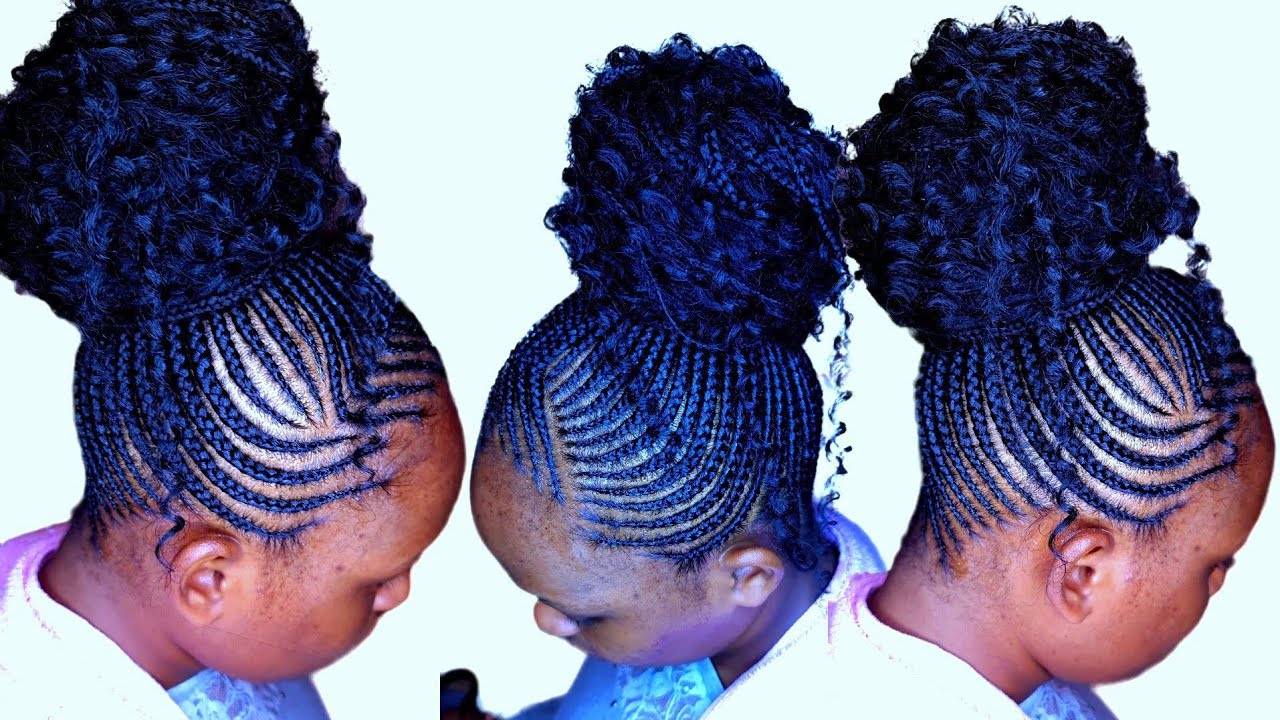 Mini cornrows with Ponytail - YouTube