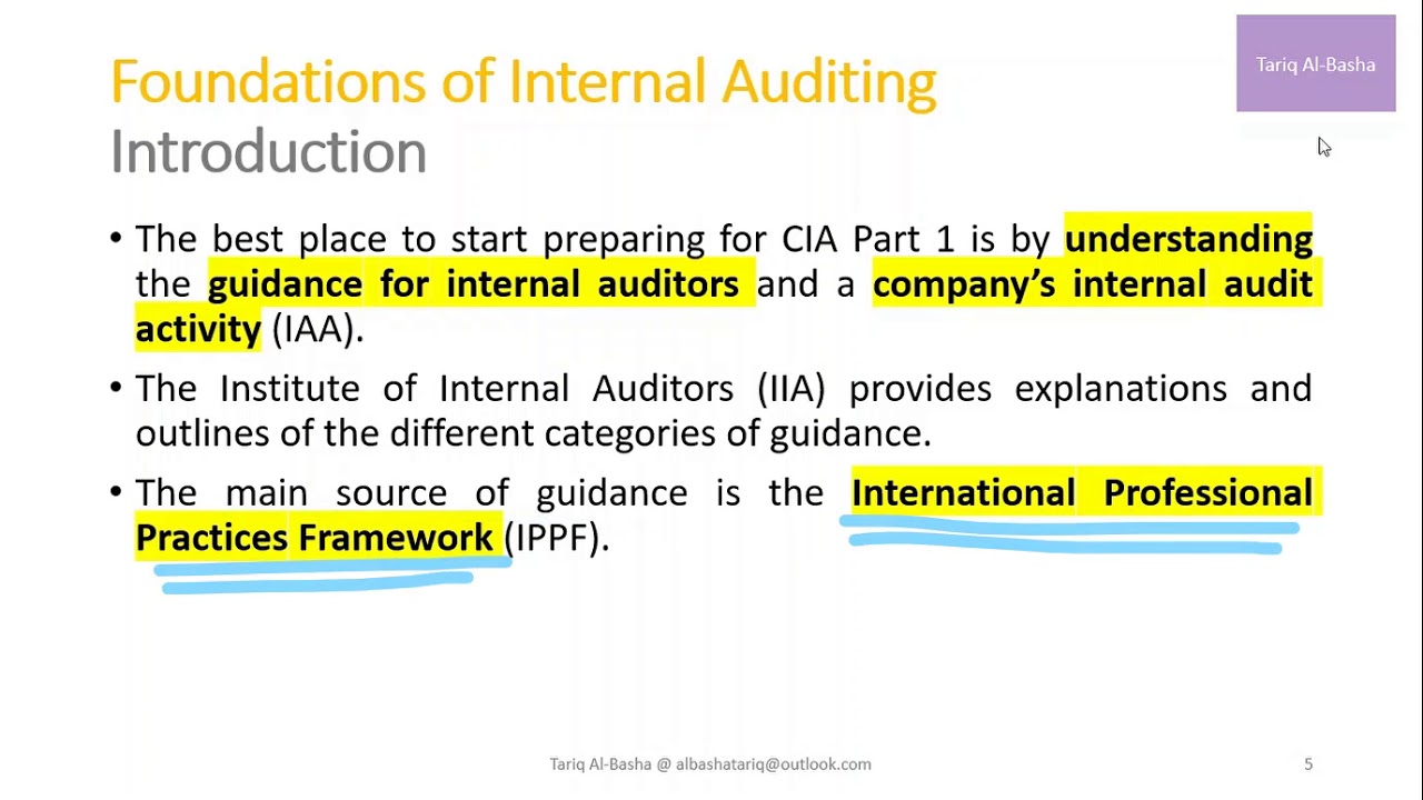 CIA Part #1: Section #1 - Foundation of Internal Auditing (2) - YouTube