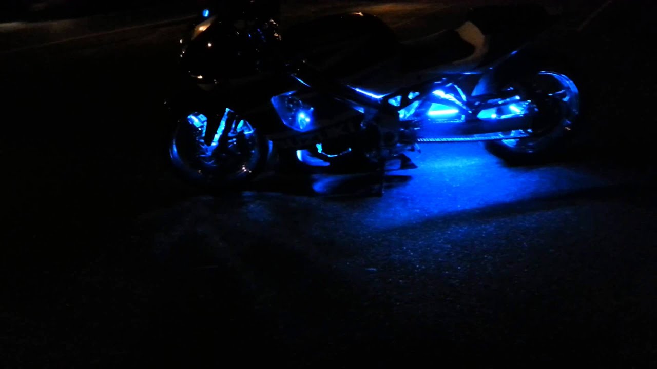 207 multi color led kit on a gsxr 1000 - YouTube