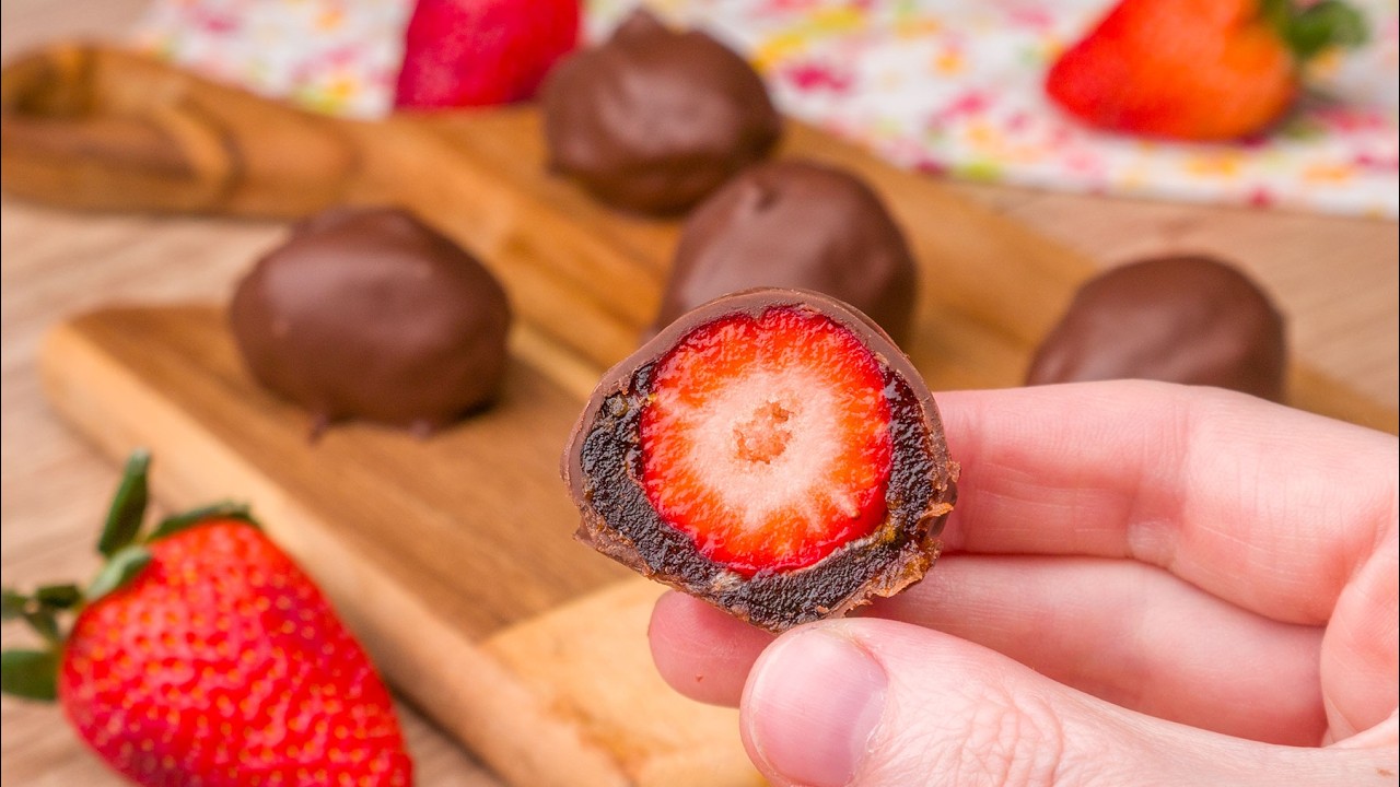 BOMBOM DE TÂMARA COM MORANGO SÓ 3 INGREDIENTES + TEMPERAGEM DO ...