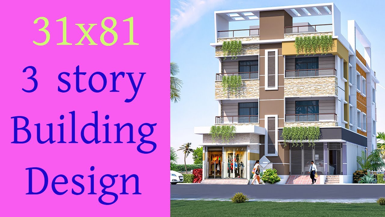 3 Storied Building Design - YouTube