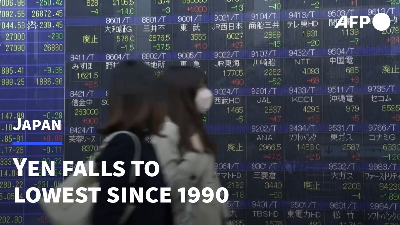 Japanese react to weakening yen after it falls to lowest since 1990 ...