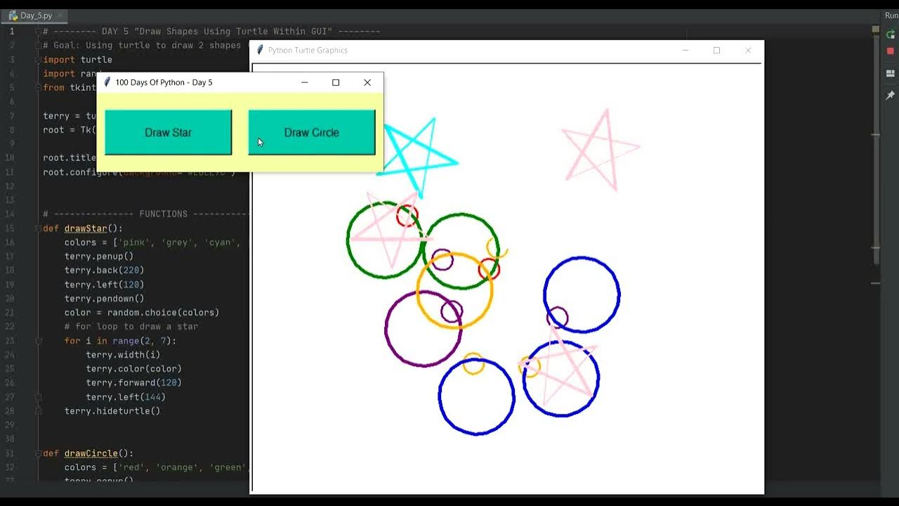 Draw Stars and Circles Using Python - YouTube