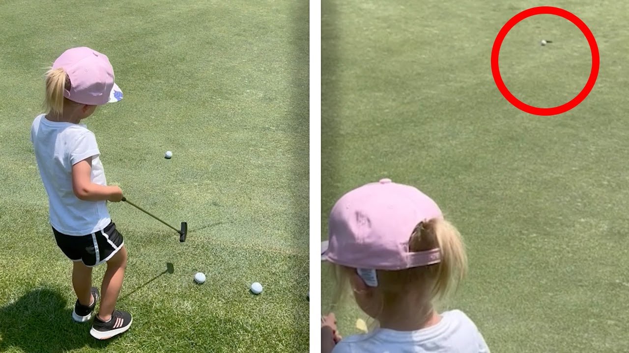Little Girl Pulls Off Unbelievable Golf Putt - YouTube