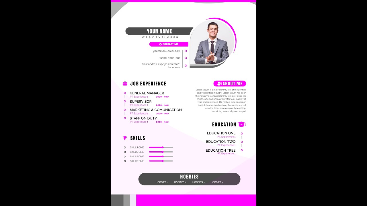 HOW TO MAKE SIMPLE CURICULUM VITAE DESIGN IN CORELDRAW | CARA MEMBUAT ...