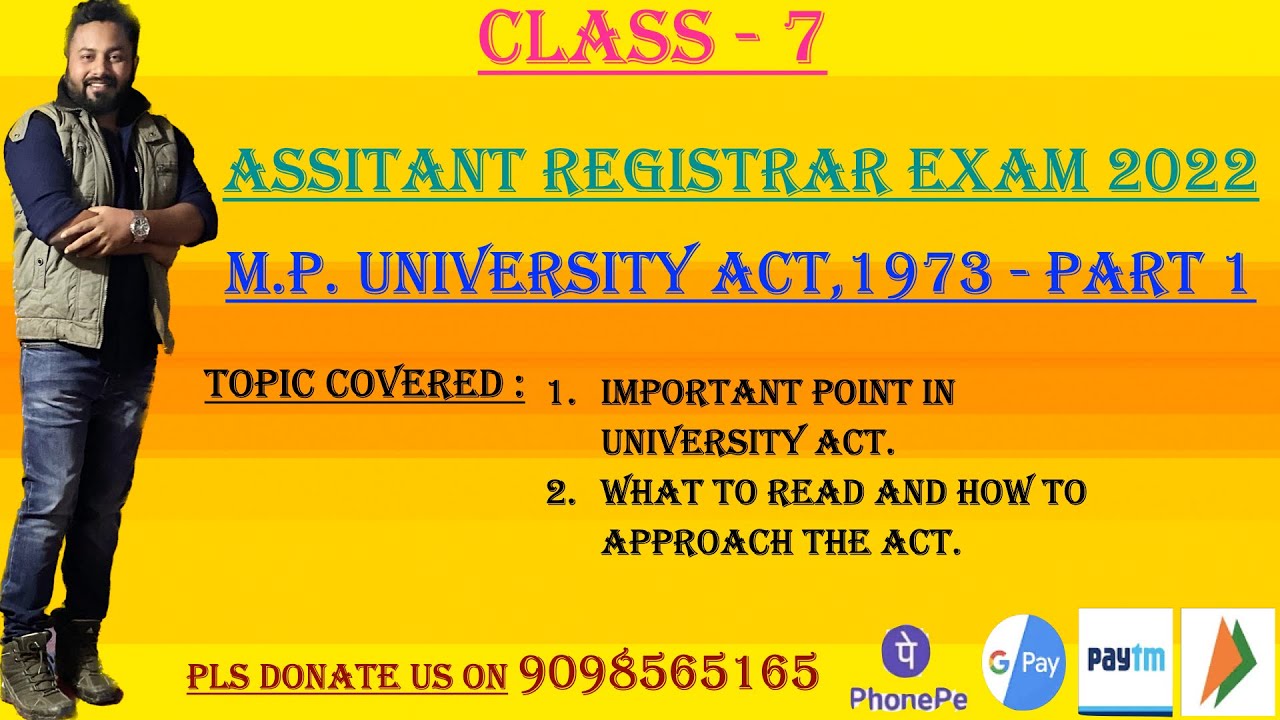 Ass Registrar 2022 Class 7 MP University Act 1973 Part 1 YouTube ass-registrar-2022-class-7-mp-university-act-1973-part-1-youtube