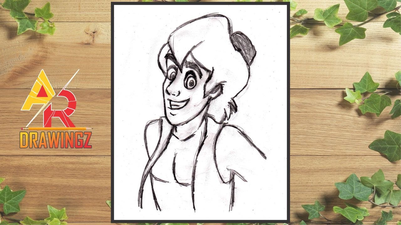 How To Draw Aladdin Pencil Sketch Cartoon Step By Step - YouTube