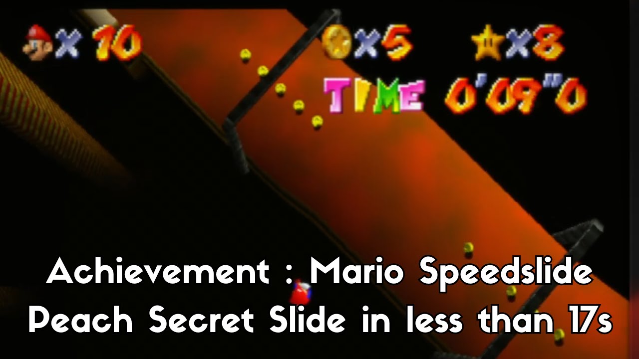 Super Mario 64 100% - Peach Secret Slide - de 7 Sec (All ...