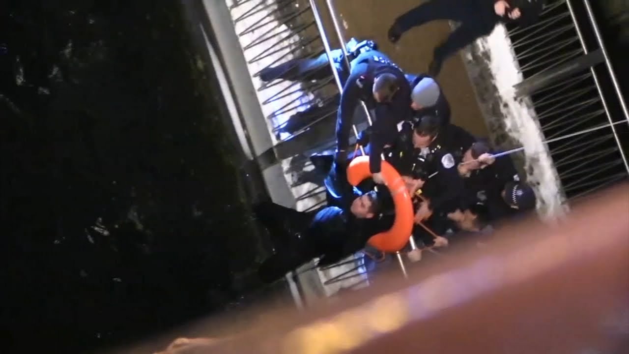 Police officers rescue man screaming for help in Chicago River in Loop ...